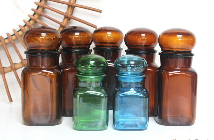 Pot en verre couvercle boule - muluBrok brocante en Normandie